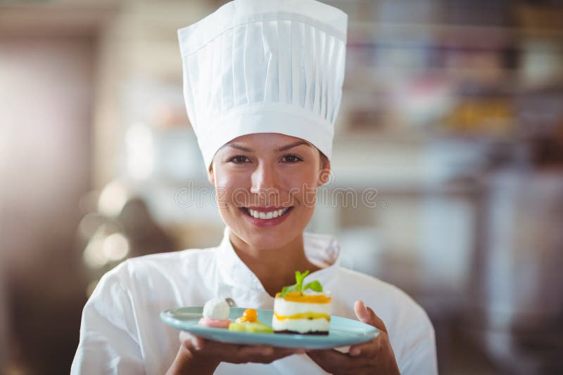 Portrait of Chef Presenting Her Food Stock Image - Image of delicious ...