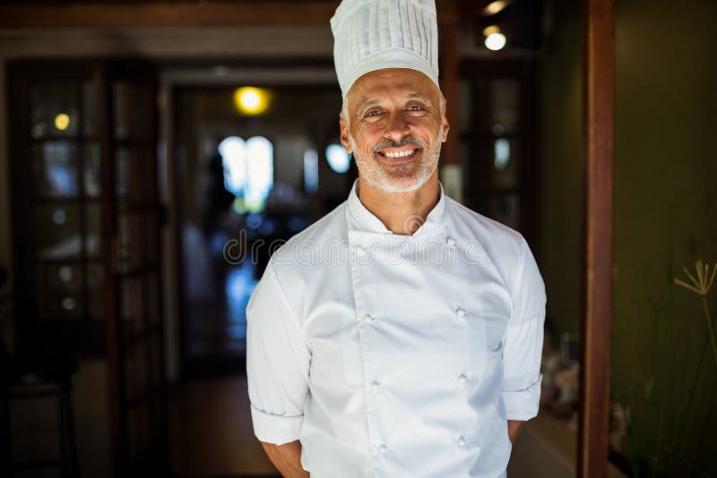 Portrait of Chef Standing with Hands Behind Back Stock Image - Image of ...
