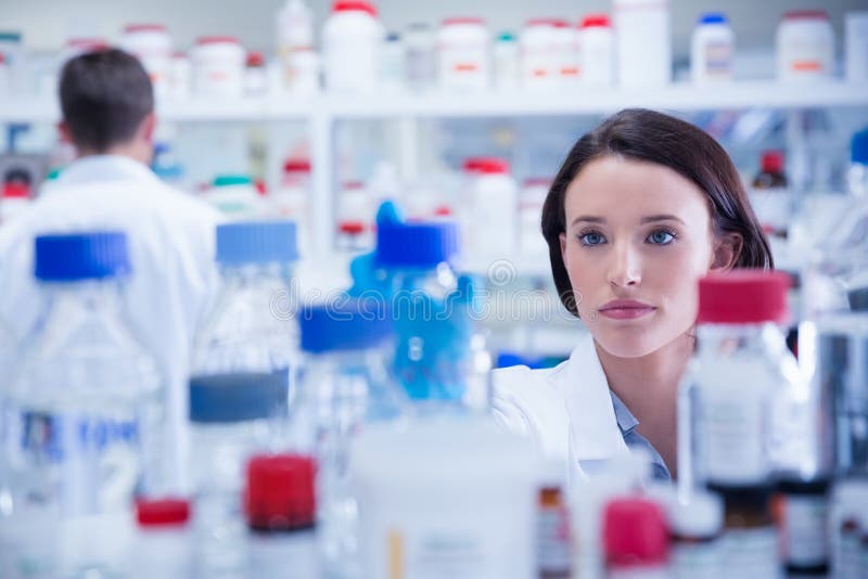 Portrait of a Chemist Behind Medical Sample Stock Photo - Image of ...