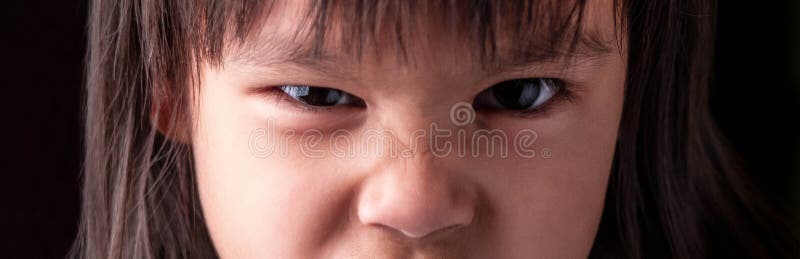 Portrait of Child Face with Angry Expression Stock Photo - Image of ...
