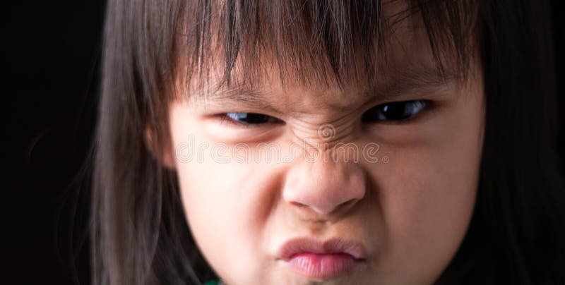 Portrait of Child Face with Angry Expression Stock Image - Image of ...