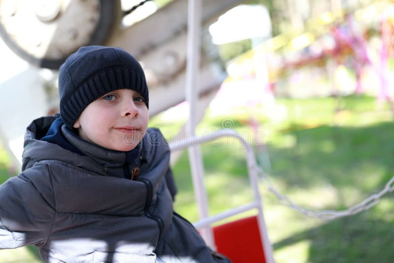 Portrait of Child on Ferris Wheel Stock Image - Image of carousel ...