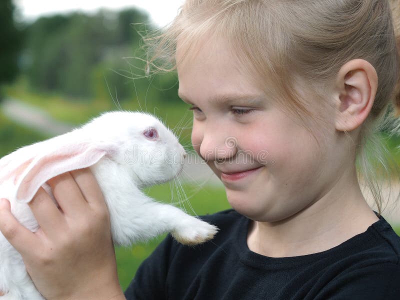 Child with a rabbit stock photo. Image of baby, family - 203921630