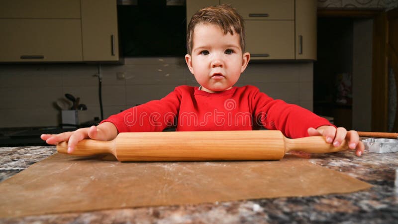 Portrait of a Child with a Rolling Pin Stock Image - Image of female ...