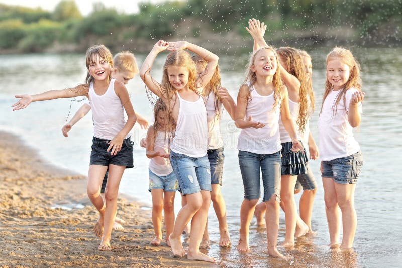 Portrait of Children on the Beach Stock Photo - Image of nature ...