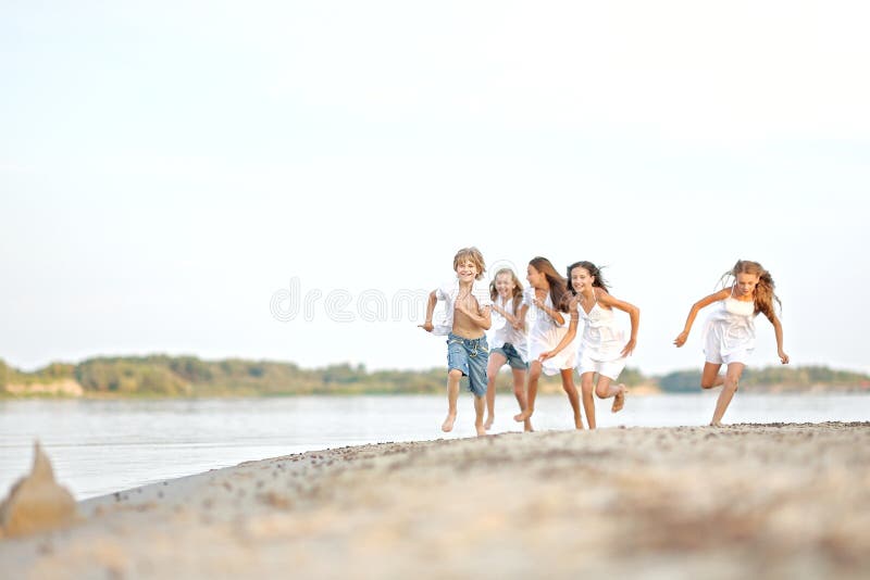 Portrait of Children on the Beach Stock Photo - Image of catch ...