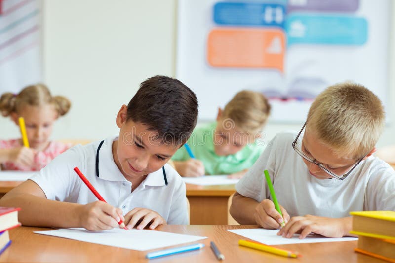 Portrait of Children in Shool Stock Image - Image of child, friendly ...