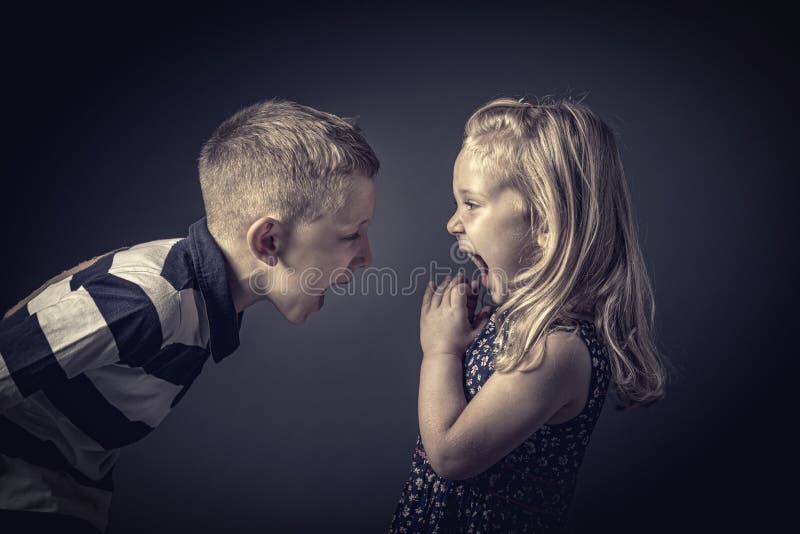 Portrait of Children Shouting and Arguing Stock Photo - Image of ...