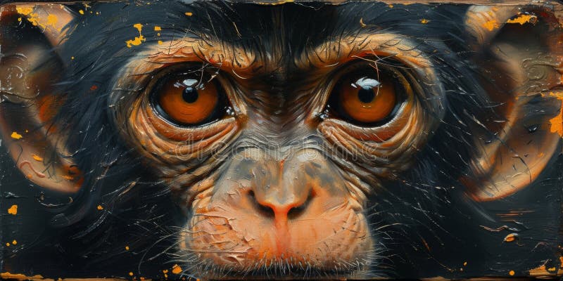 Portrait of a Chimpanzee Monkey, Digital Illustration in Watercolor ...