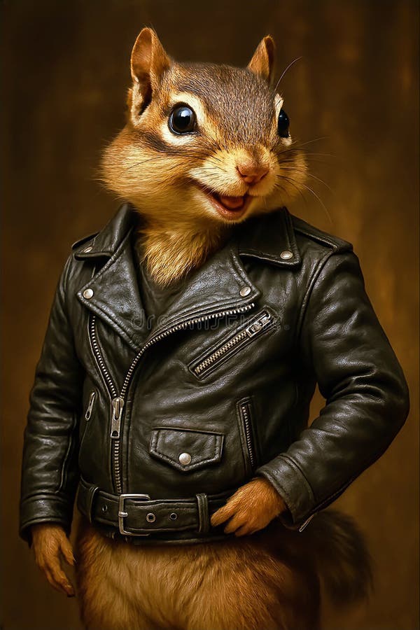 Portrait of a Chipmunk in a Leather Jacket: Style and Charisma Stock ...