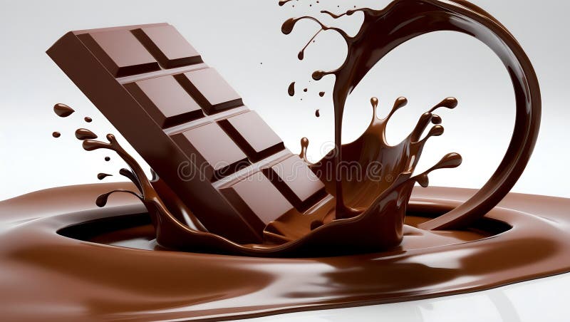 Portrait of Chocolate Candy Going into a Pool of Liquid Chocolate and ...