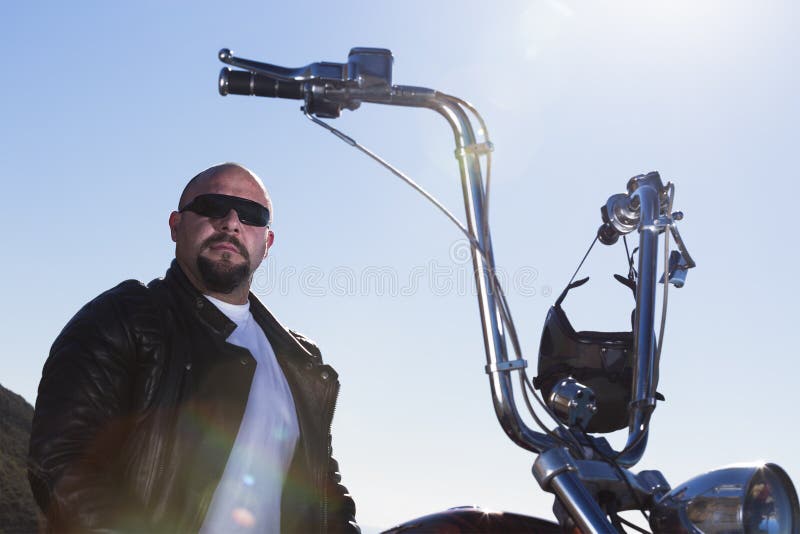 Portrait of a Chopper Motorcycle Rider Stock Image - Image of adventure ...