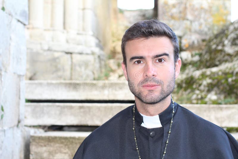 Portrait of a Christian Priest with Copy Space Stock Image - Image of ...