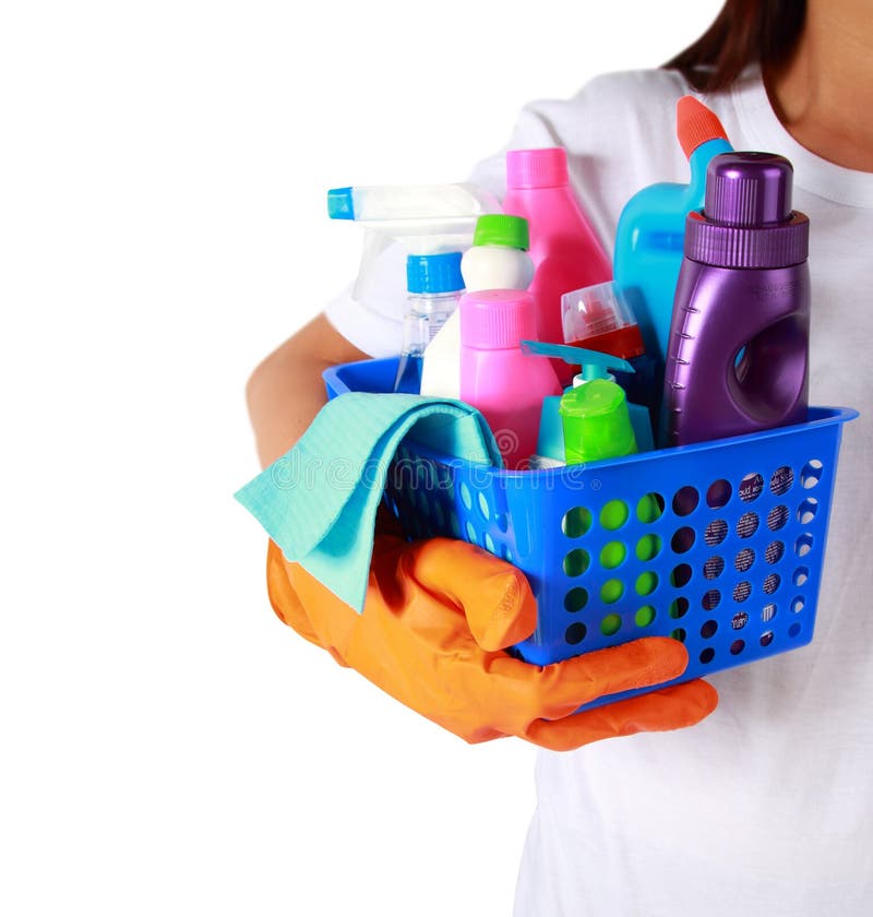 Portrait of Cleaning Equipment Isolated Over White Background Stock ...