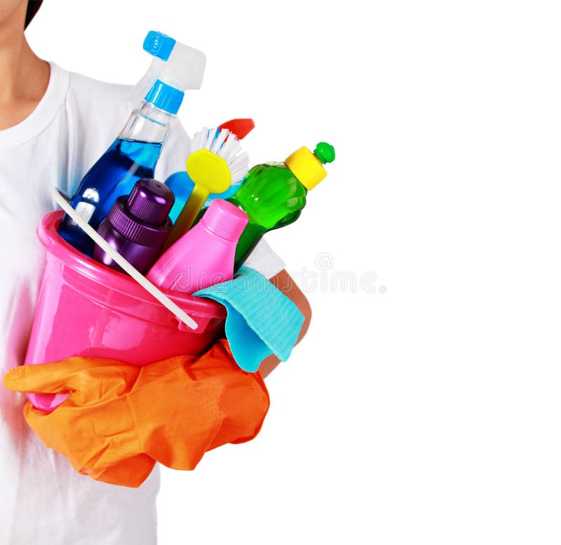 Portrait of Cleaning Equipment Isolated Over White Background Stock ...