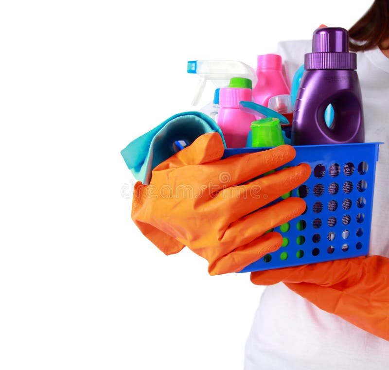 Portrait of Cleaning Equipment Isolated Over White Background Stock ...