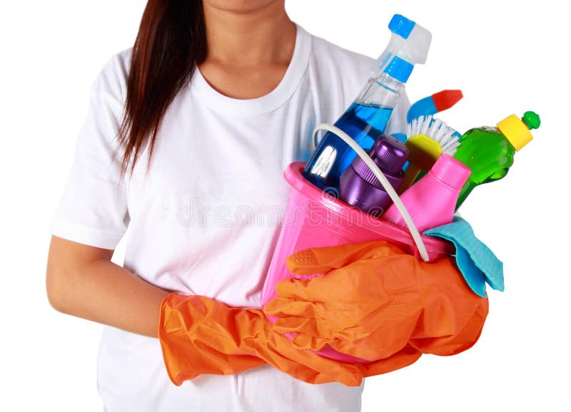 Portrait of Cleaning Equipment Isolated Over White Background Stock ...