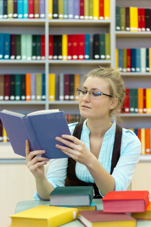 Portrait of Clever Student with Open Book Reading Stock Image - Image ...