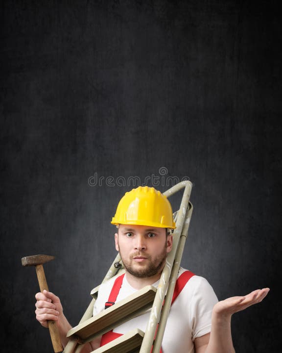 Portrait of a Clumsy Worker with Tools Stock Image - Image of worker ...