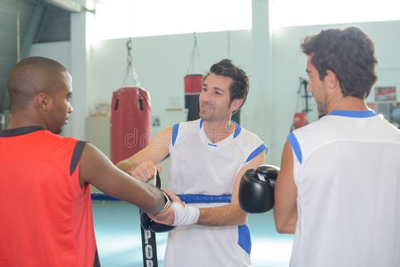 Portrait Coach Talking To Boxer Stock Photo - Image of diversity ...