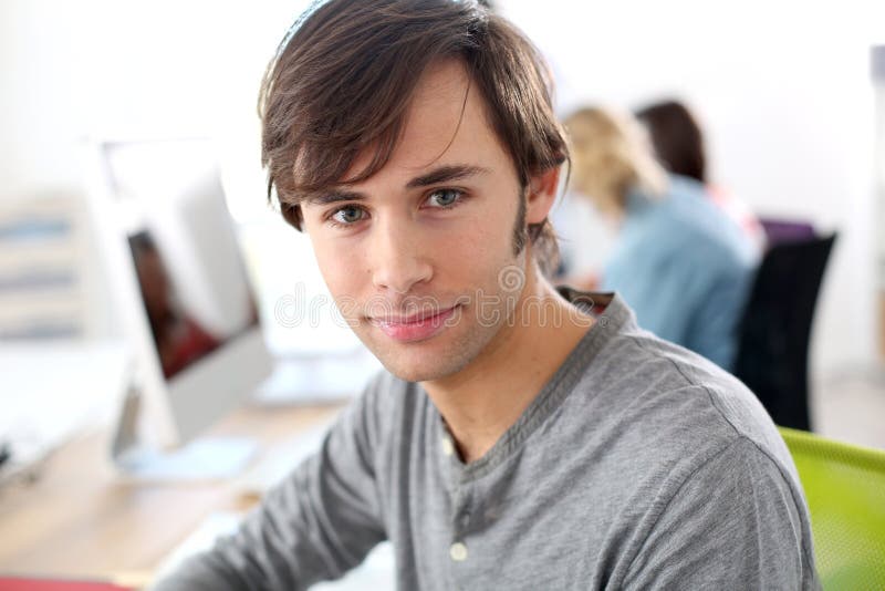 Portrait of College Student in Class Stock Photo - Image of management ...