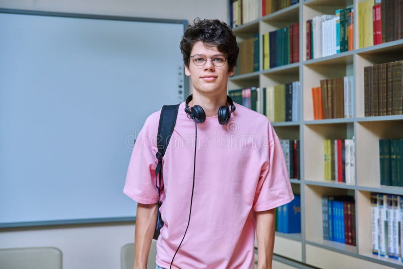 Web Cam Portrait of College Student Guy in Headphones Looking Talking ...