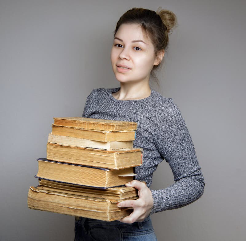 Portrait of an College Student Studying in the Library Stock Image ...