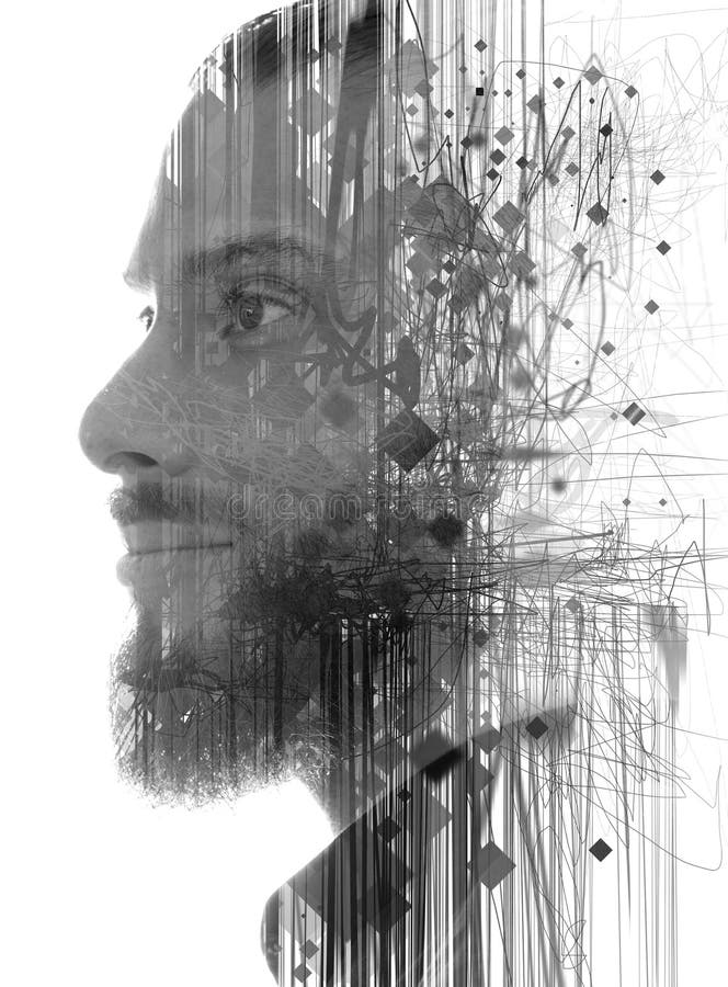 Portrait Combined with a Digital Illustration Stock Image - Image of ...