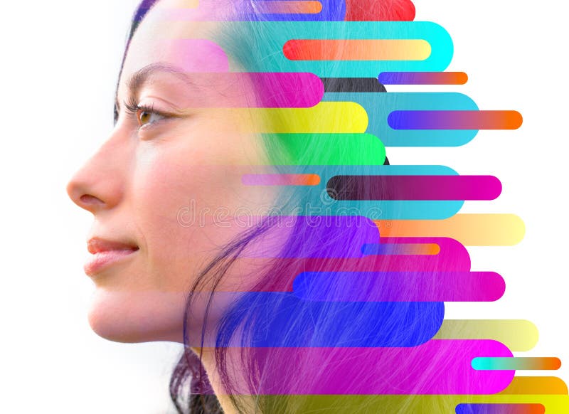 Portrait Combined with a Digital Illustration Stock Photo - Image of ...