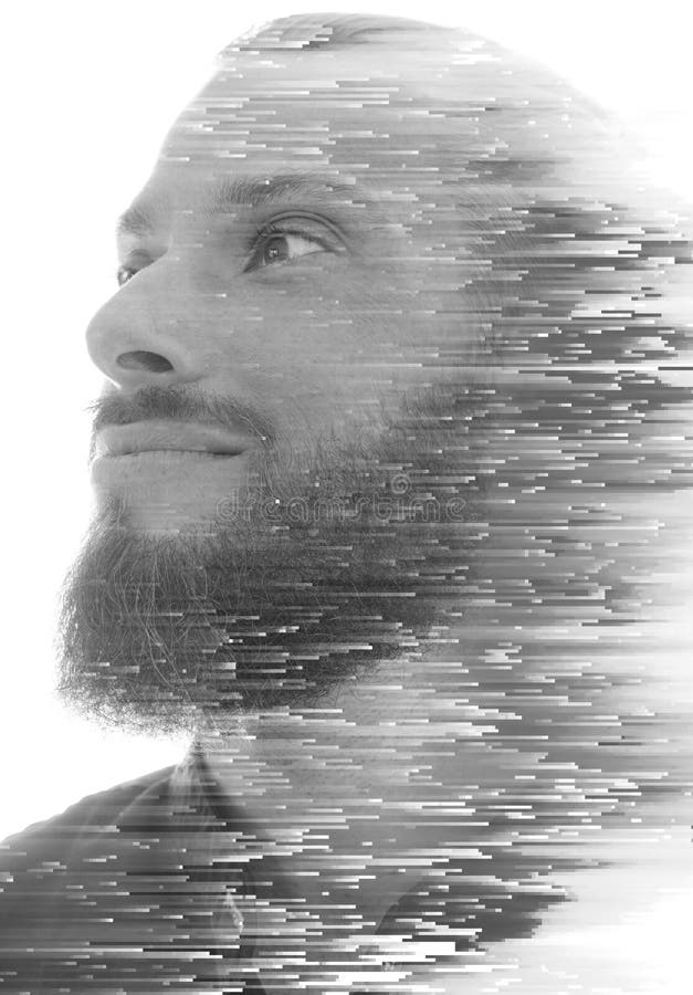 Portrait Combined with a Digital Illustration Stock Image - Image of ...