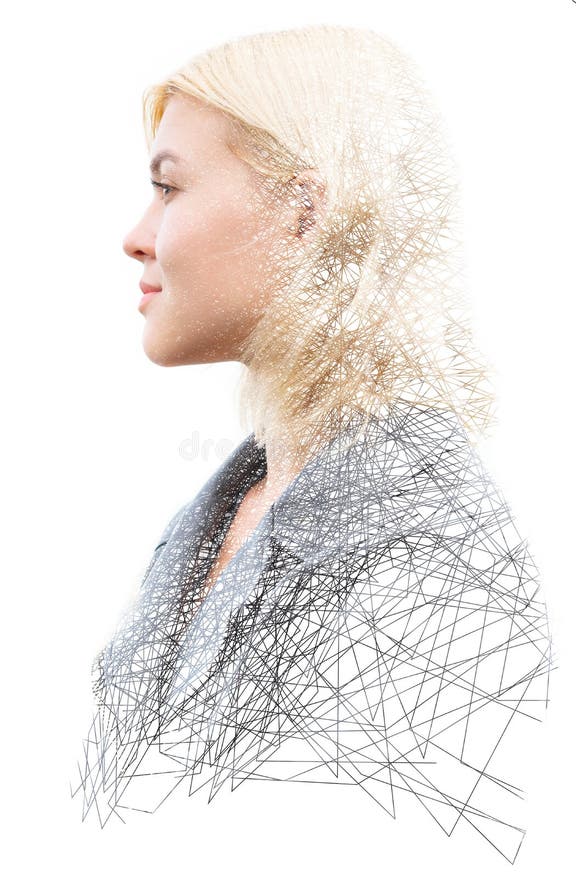 Portrait Combined with a Digital Illustration Stock Image - Image of ...