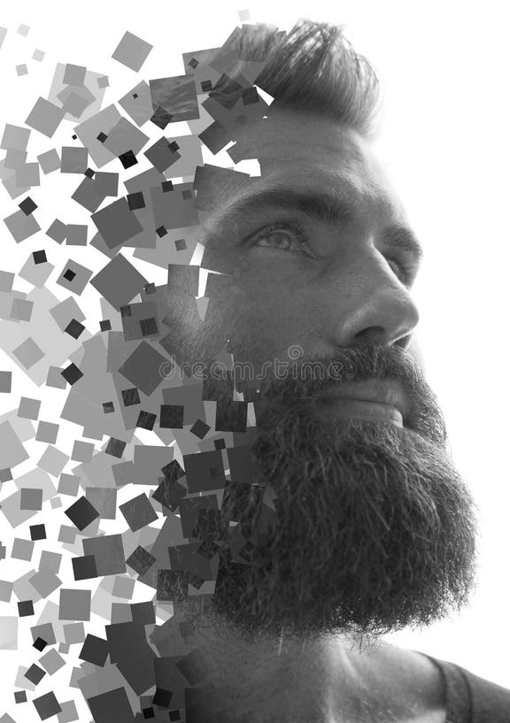 Portrait Combined with a Digital Illustration Stock Photo - Image of ...