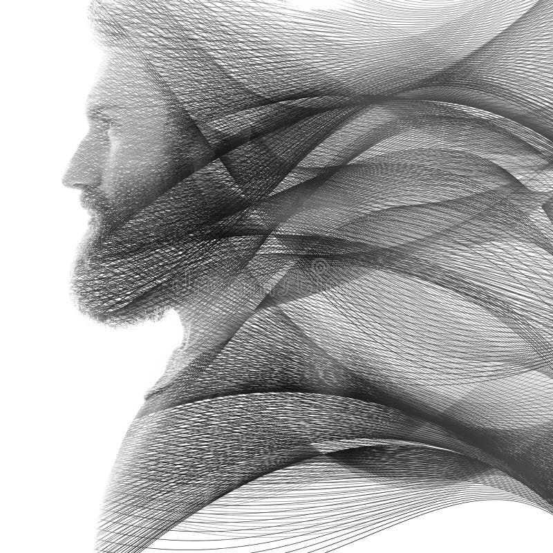 Portrait Combined with a Digital Illustration Stock Photo - Image of ...