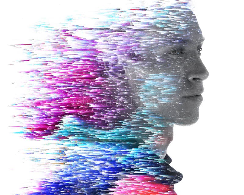 A Portrait Combined with a Digital Illustration Stock Photo - Image of ...
