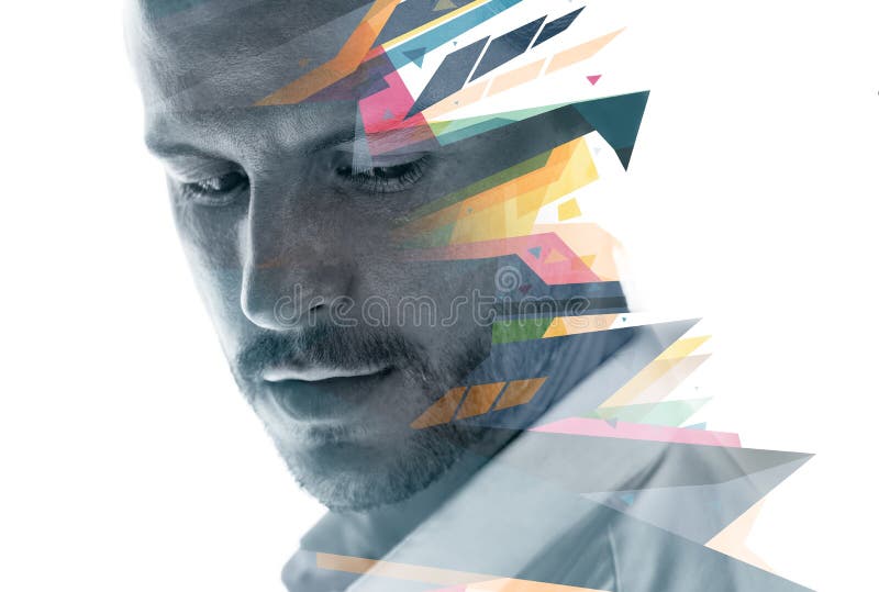 A Portrait Combined with a Digital Illustration Stock Image - Image of ...