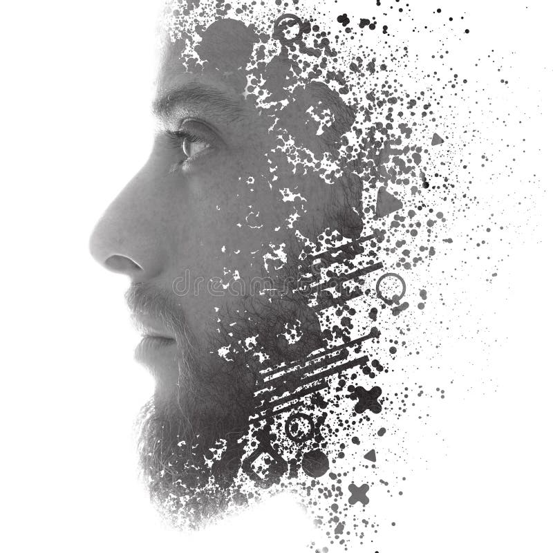 A Portrait Combined with a Digital Illustration Stock Image - Image of ...