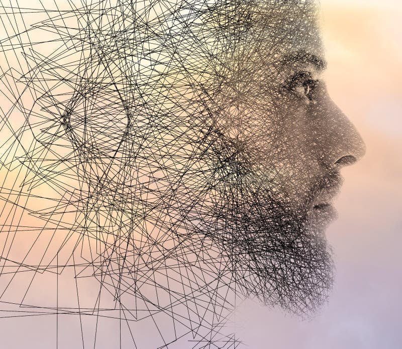 A Portrait Combined with a Digital Illustration Stock Photo - Image of ...