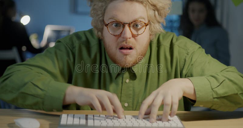 Portrait of Excited Gamer Playing Touching Joystick Buttons and Looking ...