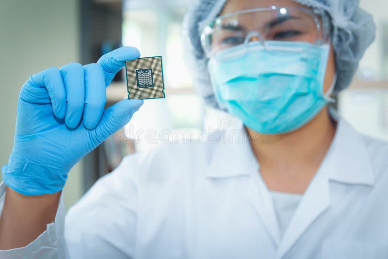 Portrait of Computer Engineer is Holding CPU`s Computer for Exam Stock ...