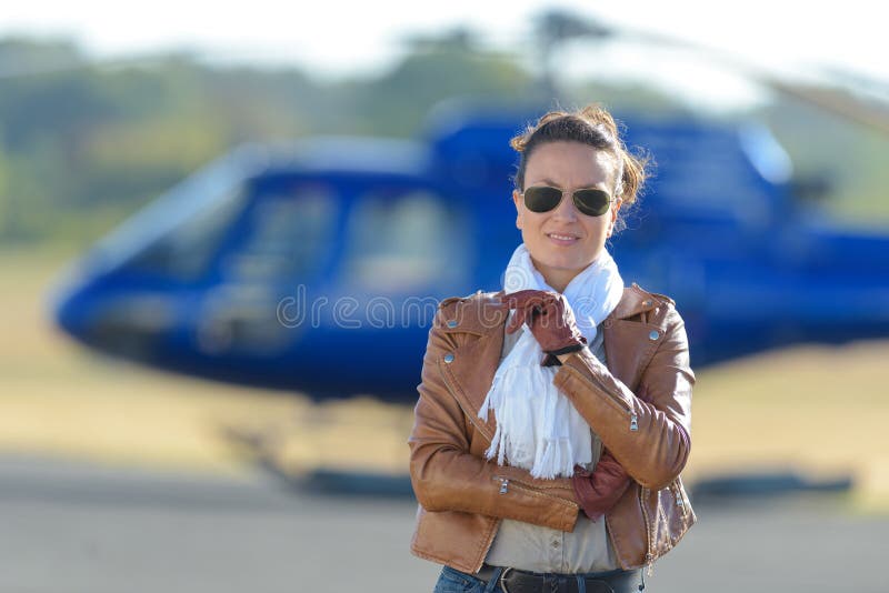 Portrait Confident Female Helicopter Pilot Stock Photo - Image of ...