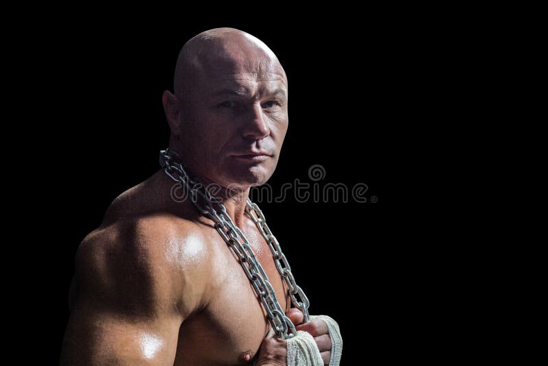 Portrait Confident Bodybuilder Man Holding Chain Stock Photos - Free ...