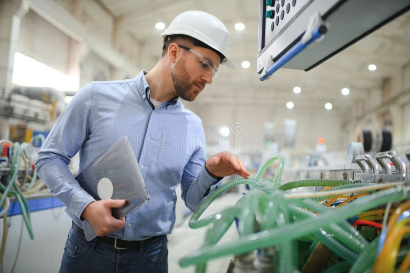 Portrait of Confident Handsome Technical Engineer in Hardhat. Stock ...