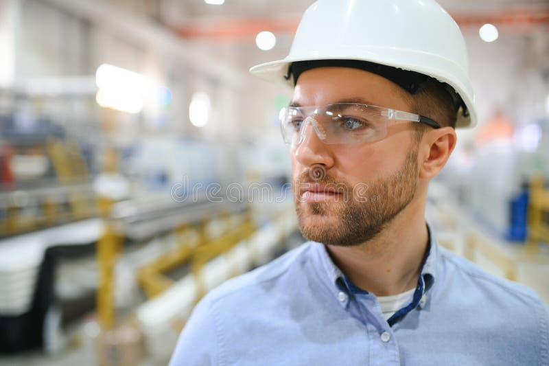 Portrait of Confident Handsome Technical Engineer in Hardhat. Stock ...