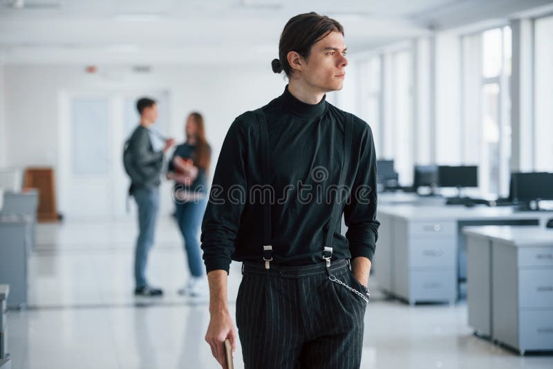 Portrait of Confident Man. Group of Young People Walking in the Office ...
