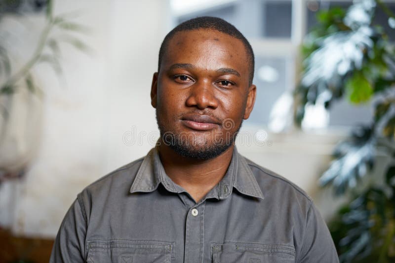 Portrait Confident Man Smiling Bright Indoor Setting Natural Background ...
