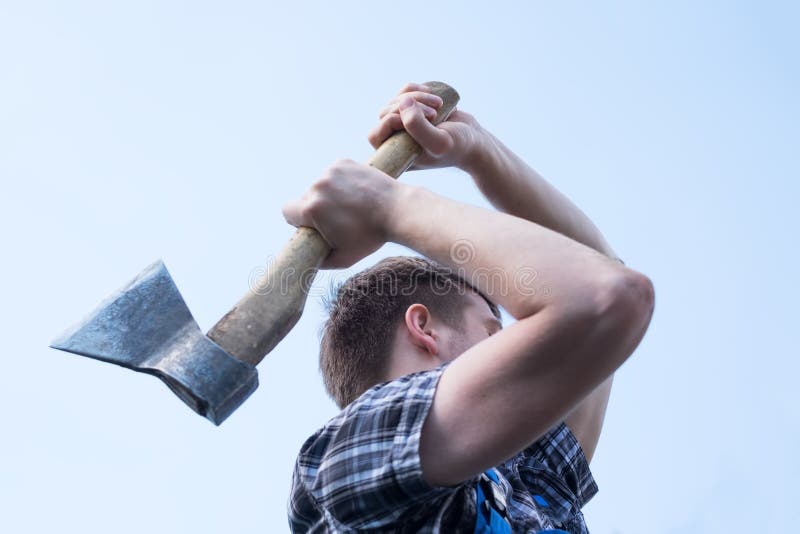 Portrait of Confident Man Working with Axe Stock Photo - Image of ...