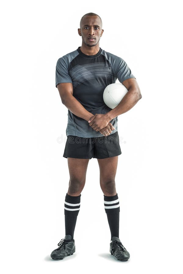 Portrait of Confident Rugby Player Standing Stock Photo - Image of ...