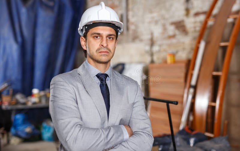 Strict Manager at Construction Site Stock Image - Image of confident ...