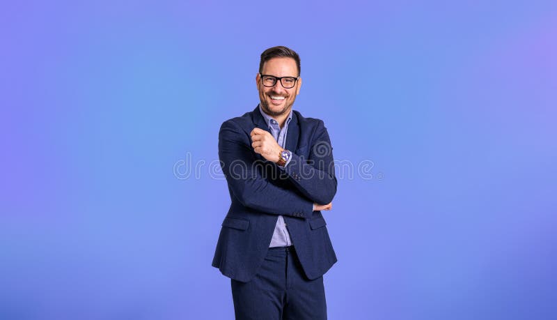 Portrait of Confident Young Adult Handsome CEO Dressed in Blue Suit ... Portrait of Confident Young Adult Handsome CEO Dressed in Blue Suit ...