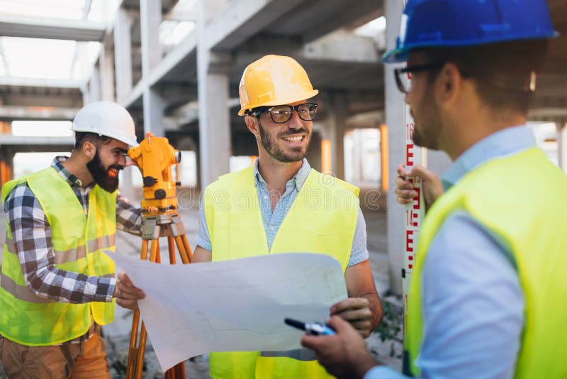 Portrait of Construction Engineers Working on Building Site Stock Image ...